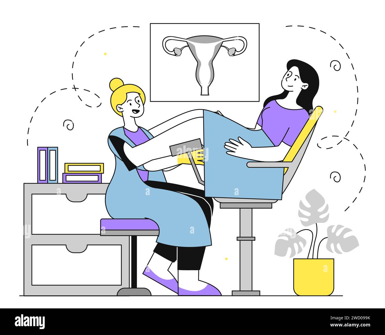 Gynecologist with patient vector linear Stock Vector Image & Art - Alamy