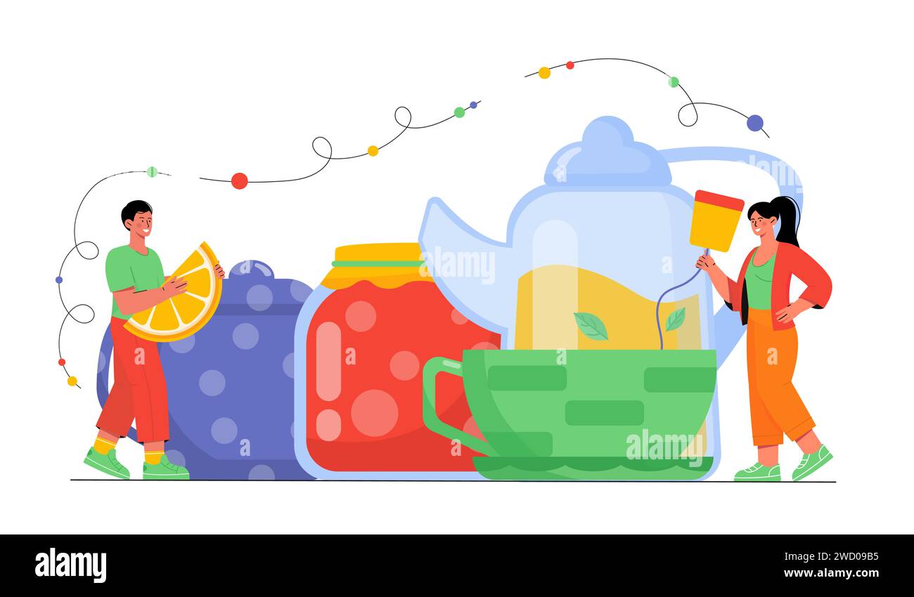 People make tea vector Stock Vector Image & Art - Alamy