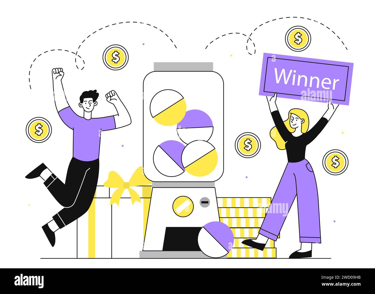 Lottery machine people vector linear concept Stock Vector Image & Art ...