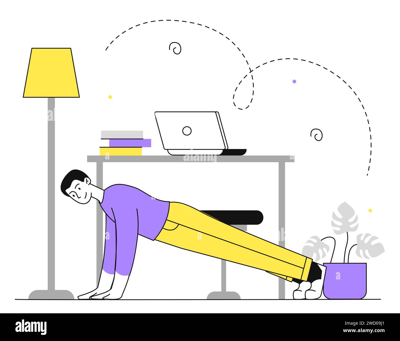 Morning exercise at home vector linear Stock Vector Image & Art - Alamy