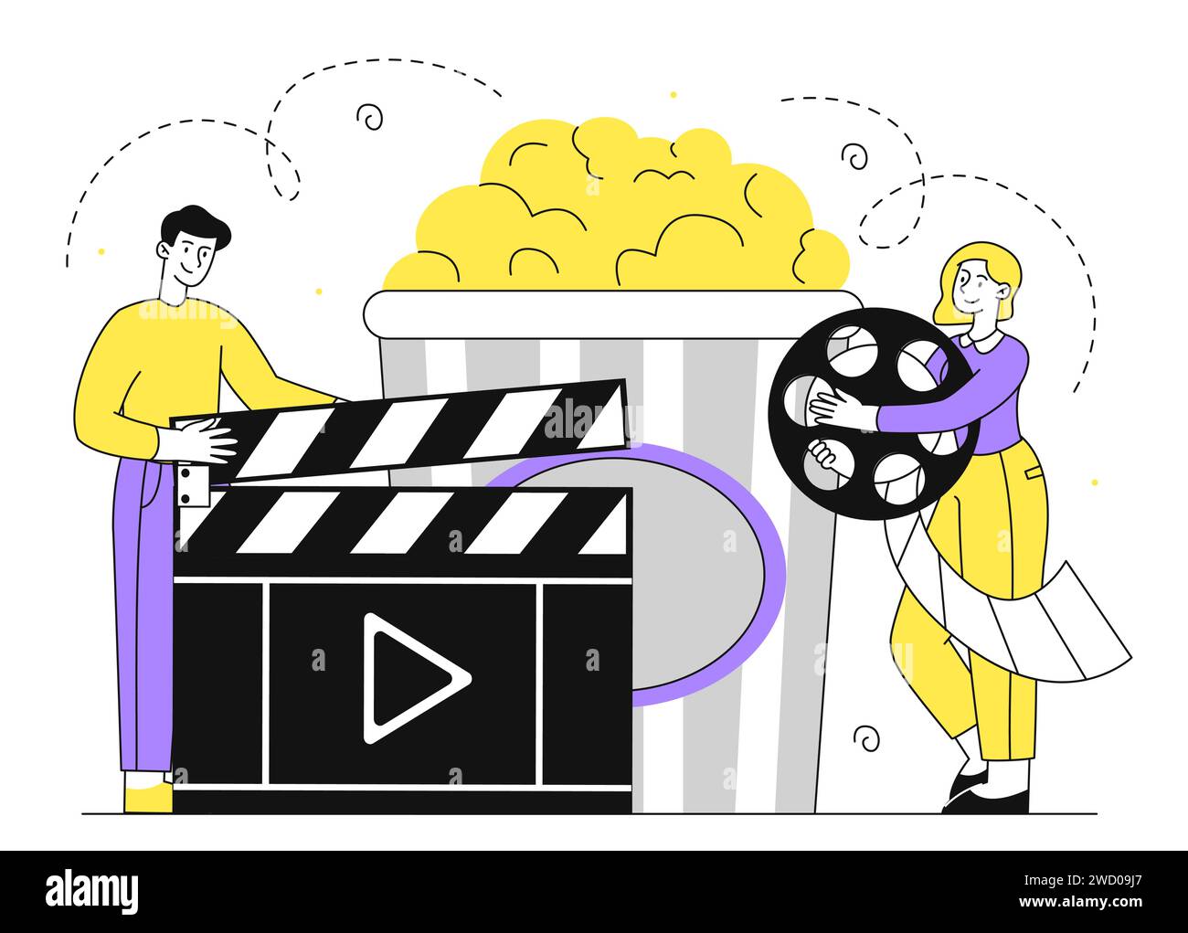 People with movie vector linear Stock Vector Image & Art - Alamy