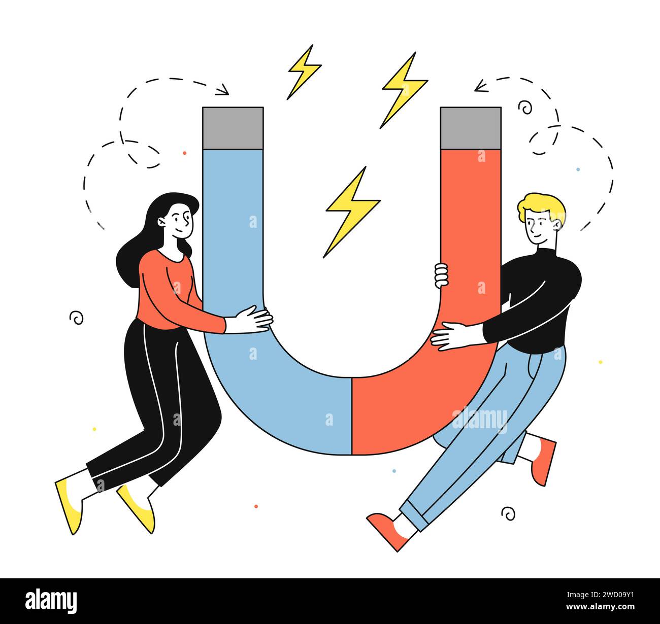 Magnetic people vector linear Stock Vector Image & Art - Alamy