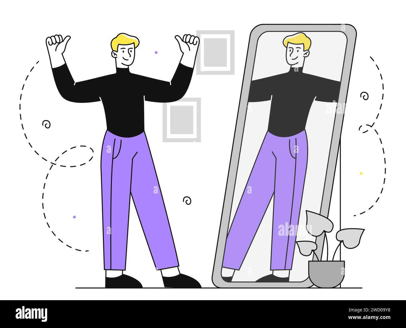 Man looking into mirror cartoon hi-res stock photography and images - Alamy