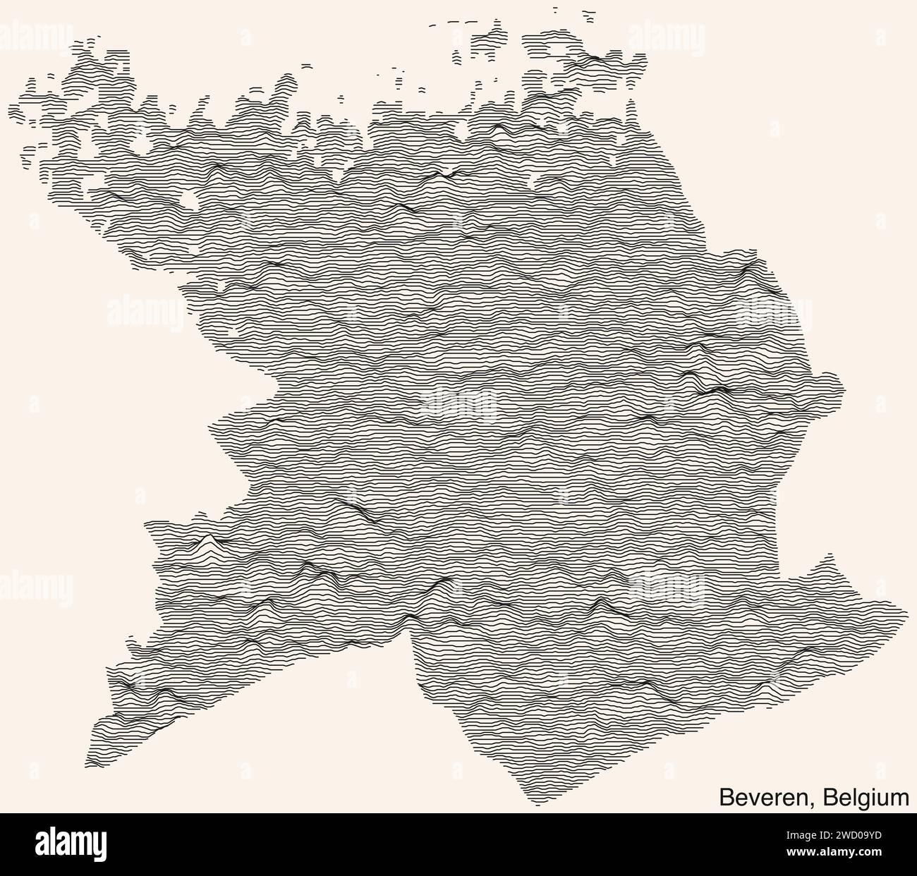 Topographic relief map of BEVEREN, BELGIUM Stock Vector Image & Art - Alamy