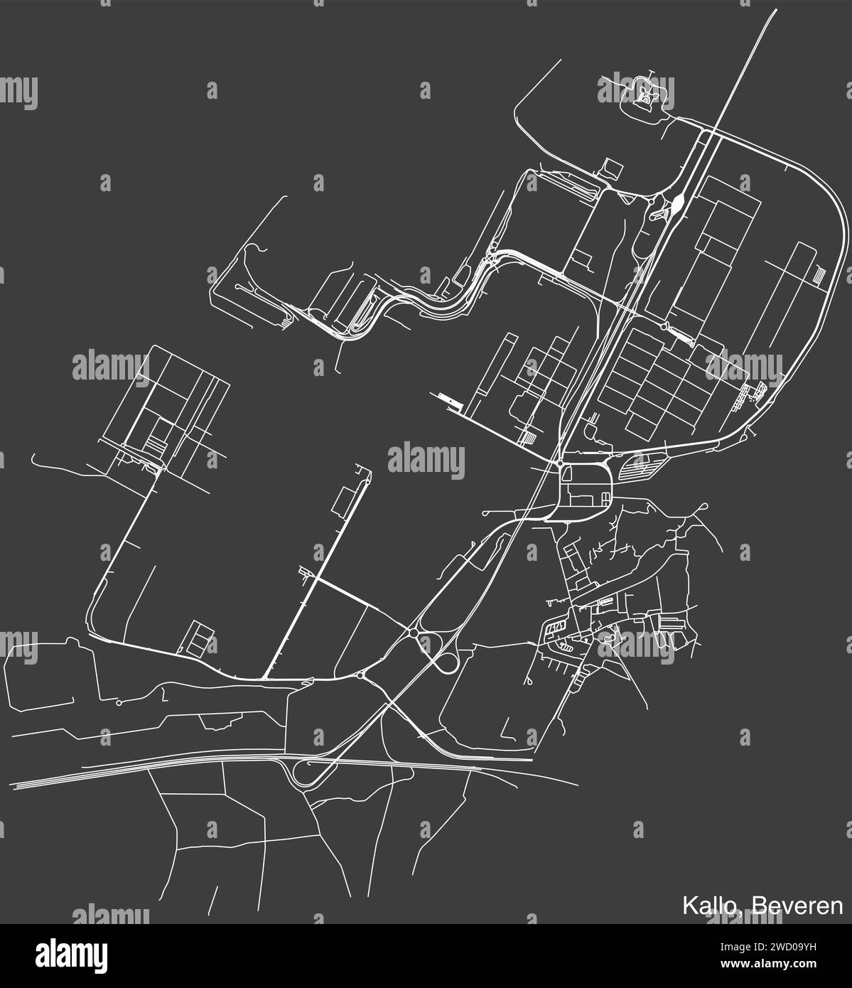 Street roads map of the CALLOO-KALLO SECTION, BEVEREN Stock Vector ...