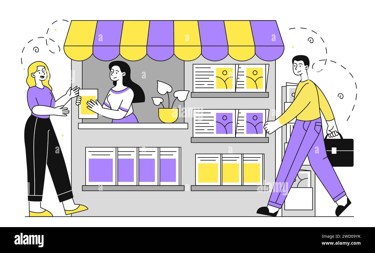 Newspaper shop vector linear concept Stock Vector Image & Art - Alamy