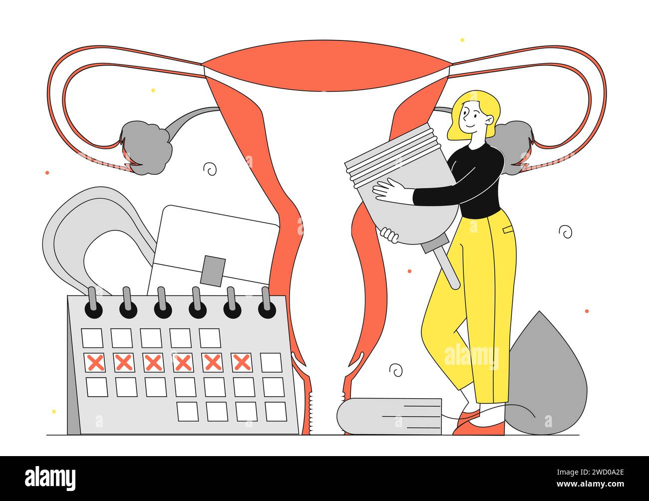 Menstruation Cycle Woman Vector Linear Concept Stock Vector Image And Art