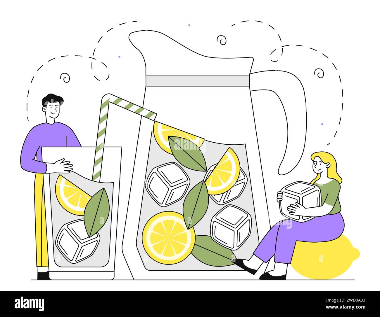 People with lemonade vector linear concept Stock Vector Image & Art - Alamy