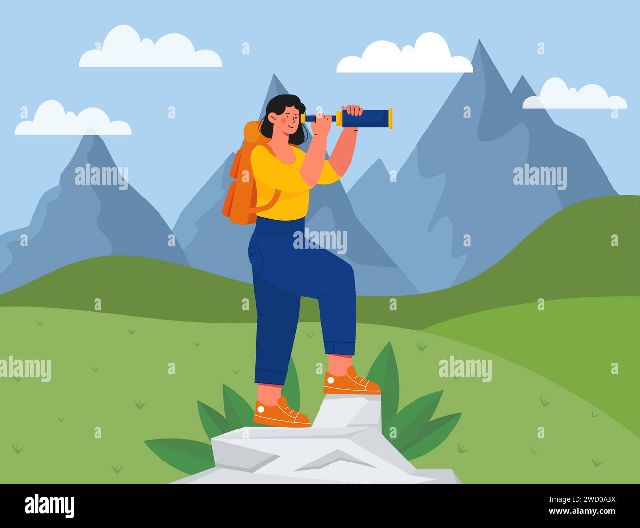 Woman with mountain trip vector Stock Vector Image & Art - Alamy