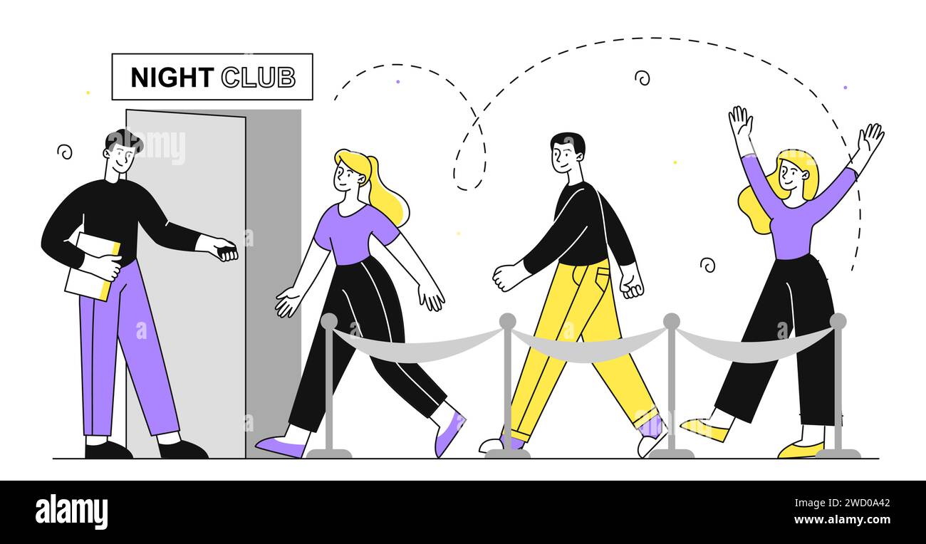 Nightclub queue vector linear Stock Vector Image & Art - Alamy