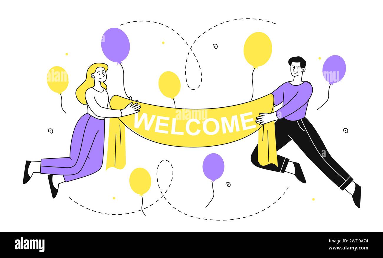 Welcome people vector linear Stock Vector Image & Art - Alamy