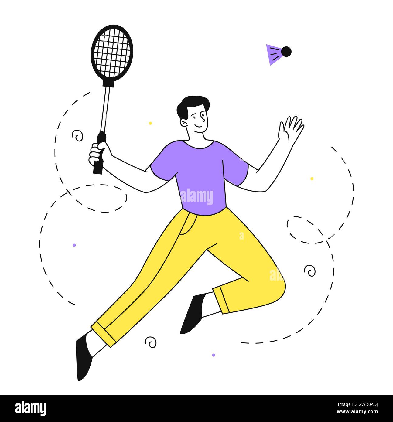 Playing badminton man vector linear Stock Vector Image & Art - Alamy