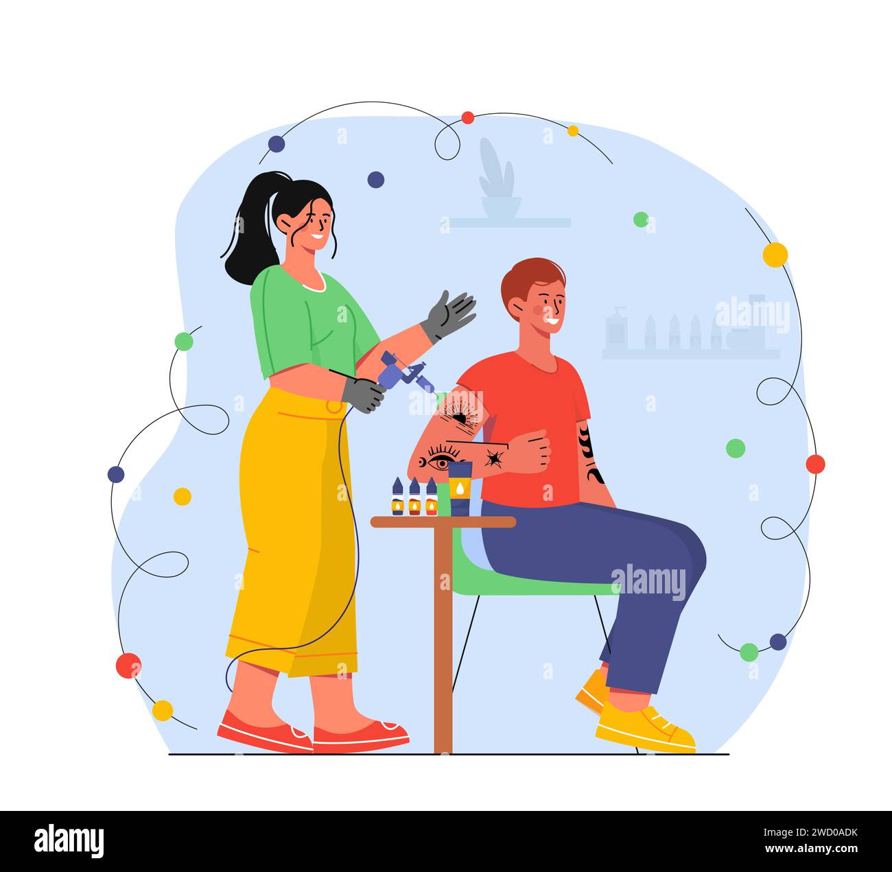 Tattoo parlor with client vector concept Stock Vector Image & Art - Alamy