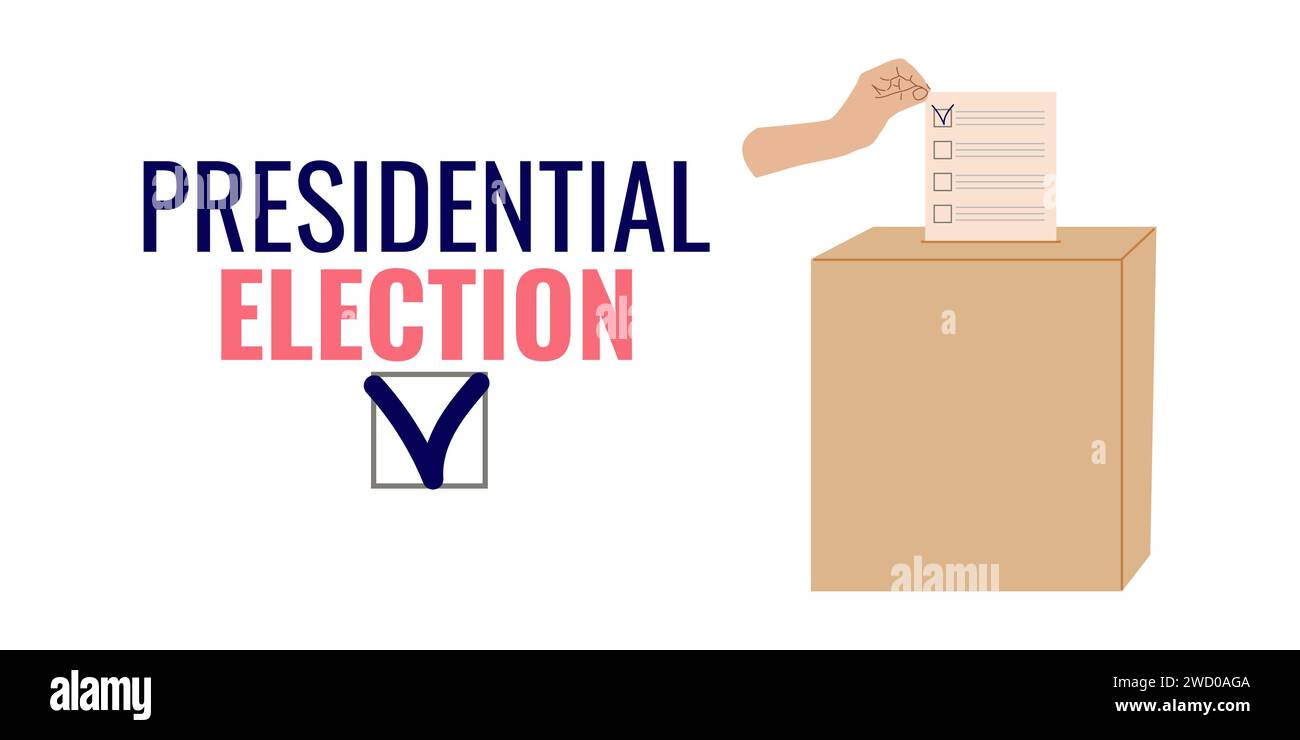 Presidential elections voting for the head country. Hand drops ballot ...