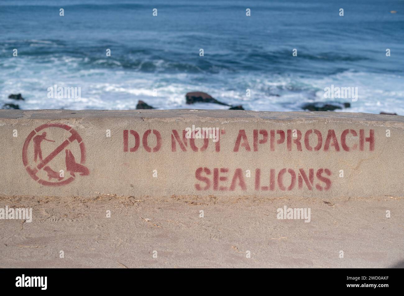 Do not approach sea lions sign Stock Photo - Alamy