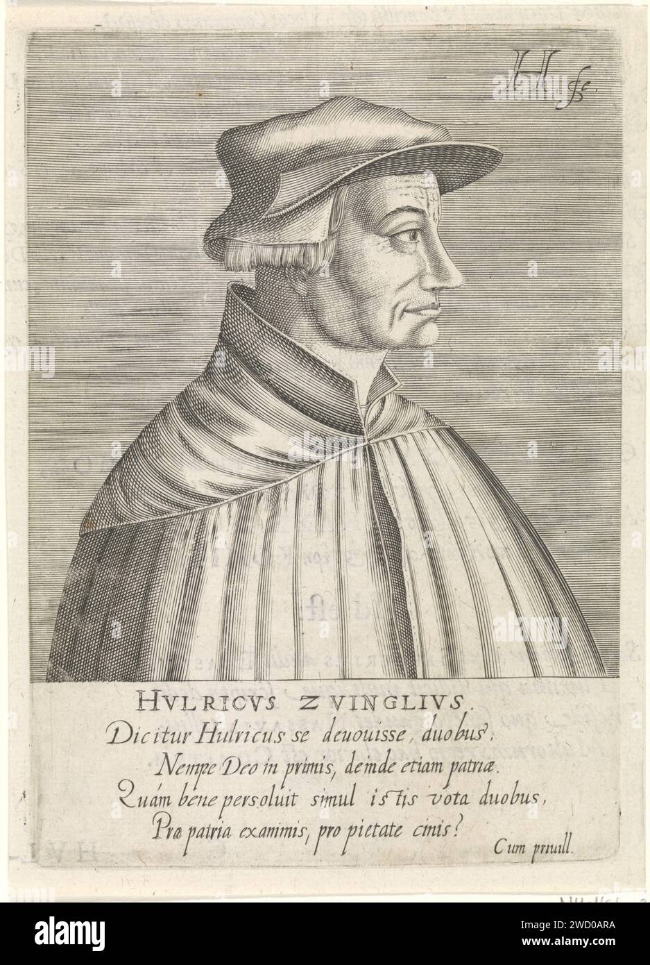 Portrait of Ulrich Zwingli, Hendrick Hondius (I), 1599 print Bust to ...