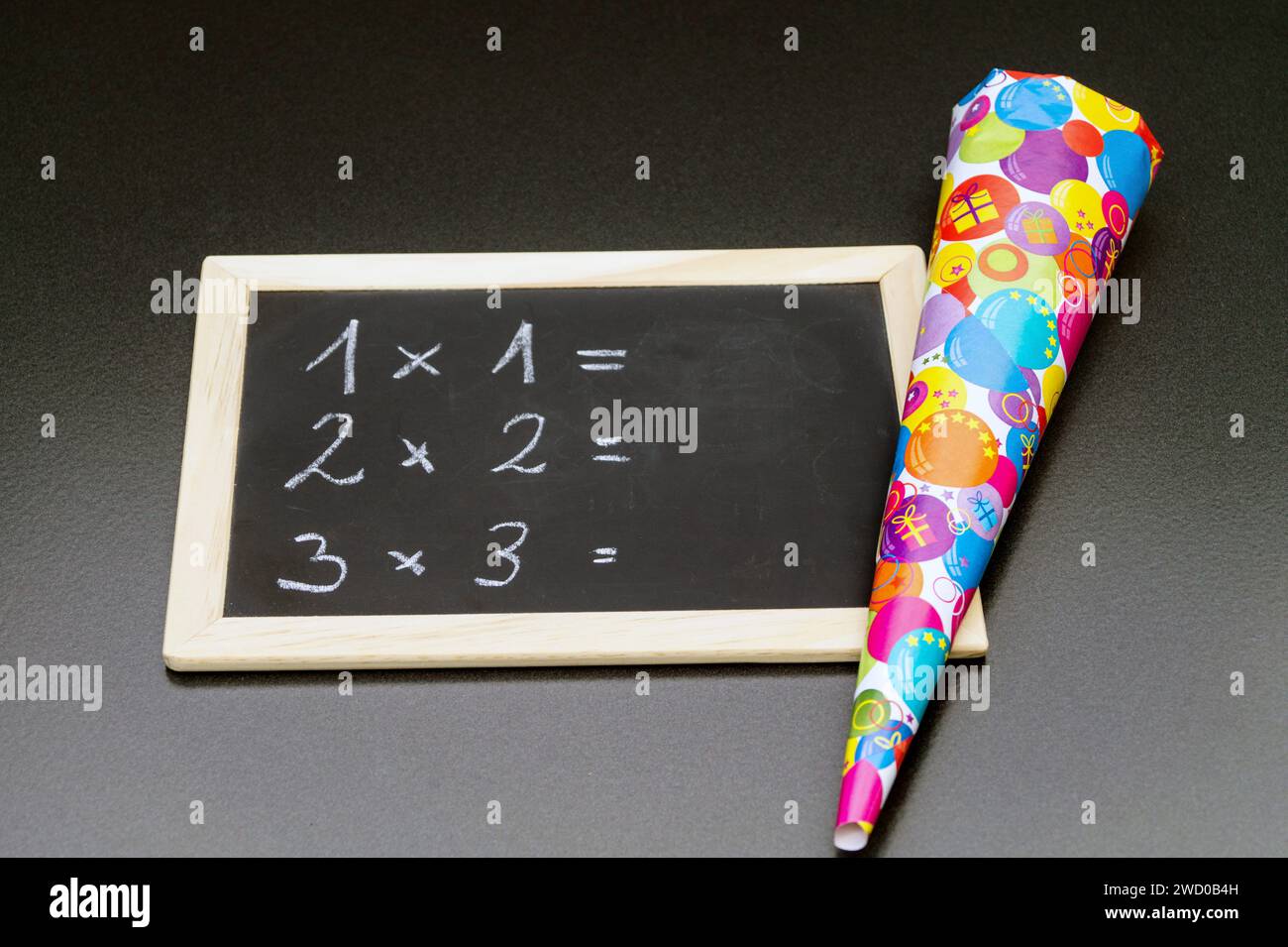 school cone and blackboard, symbolic image for first day at school ...