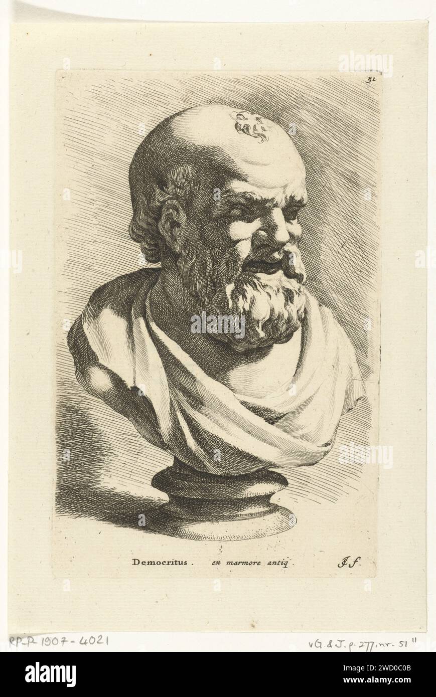 Portrait bust of Democritus, Jan de Bisschop, After Anonymous, 1666 ...