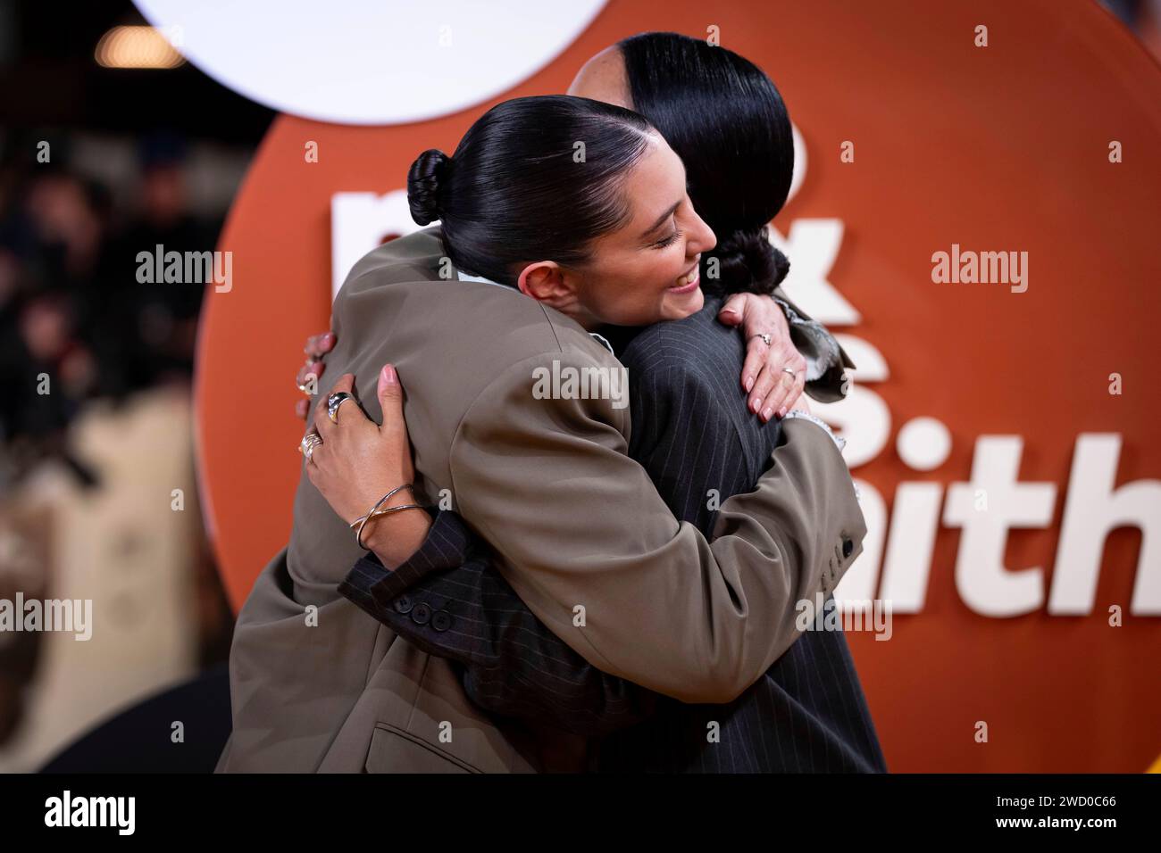 Francesca Sloane, left, and Karena Evans pose for photographers upon ...