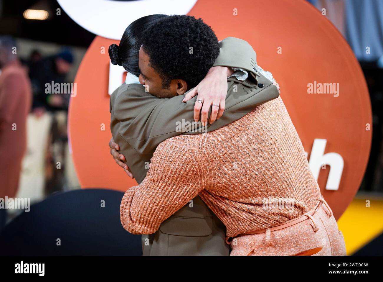 Francesca Sloane, left, and Donald Glover pose for photographers upon ...