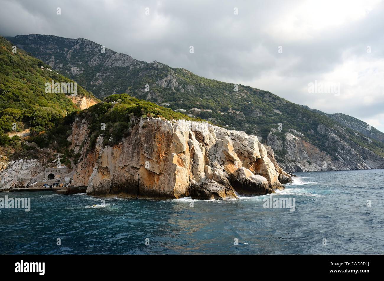 The breathtaking coastal landscape of Mount Athos, Greece Stock Photo ...