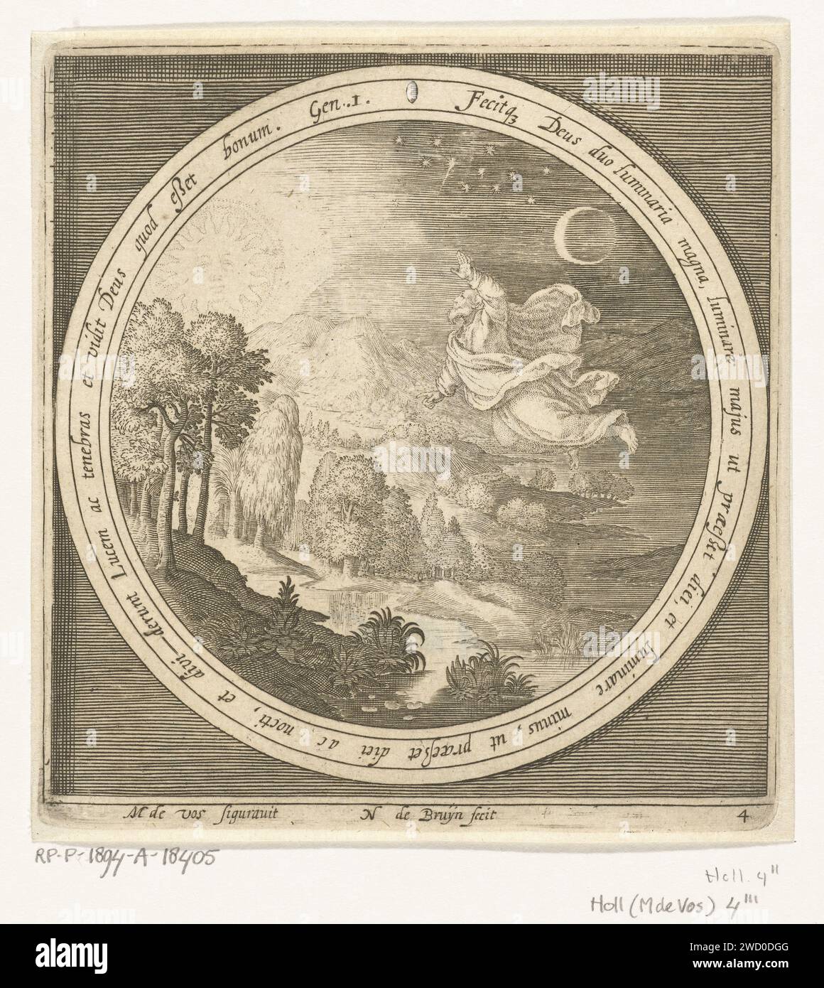 Fourth day of creation: God creates the sun, moon and stars, Nicolaes ...