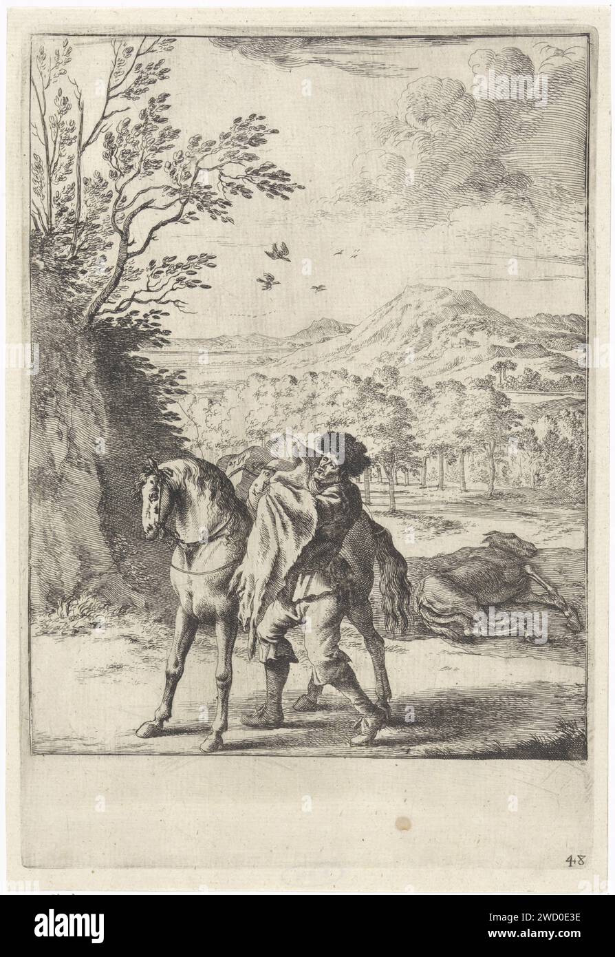 Fable of the Horse and the Pakezel, Dirk Stoop, 1665 print The donkey ...