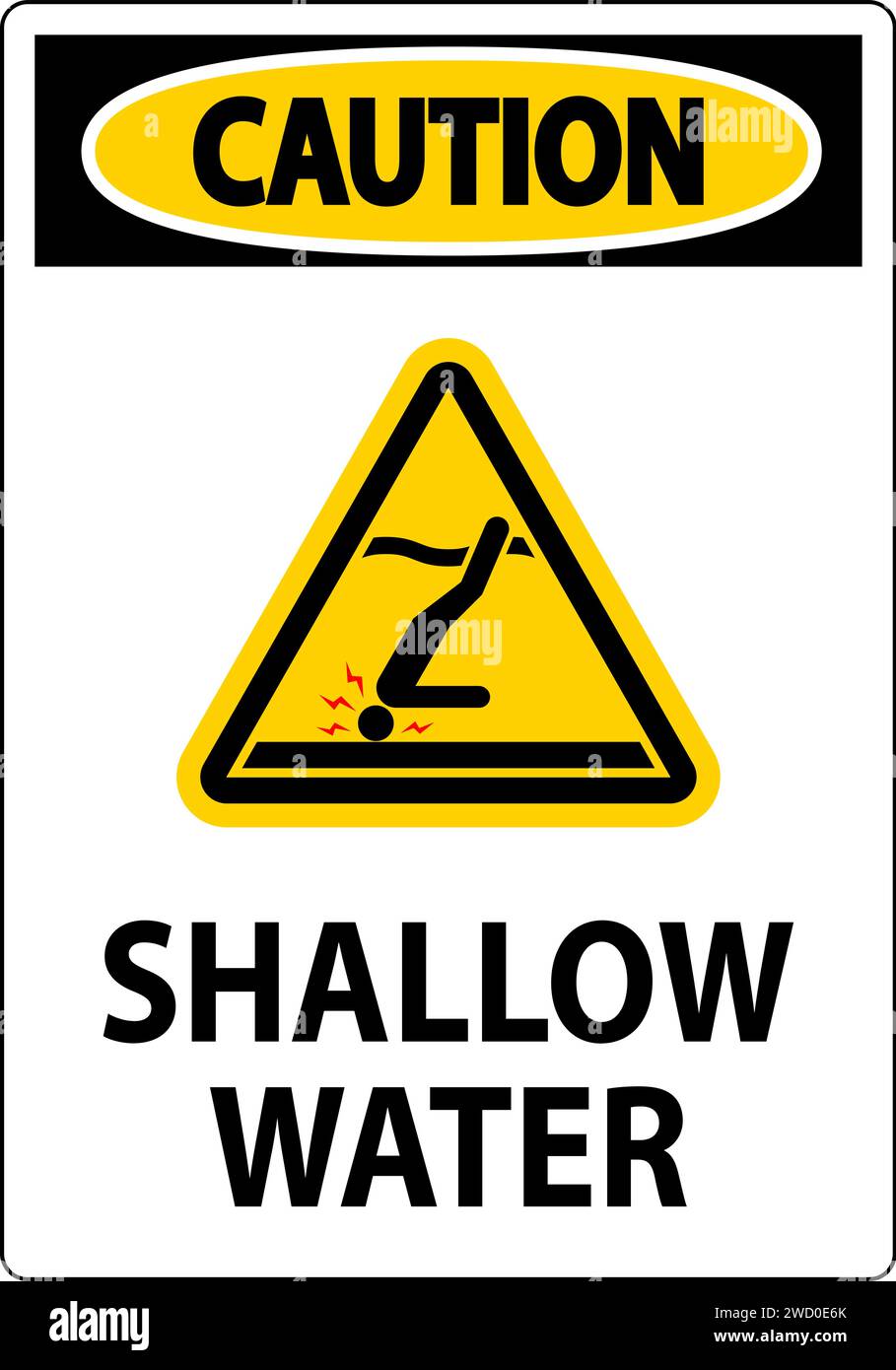 Water Safety Sign Caution - Shallow Water Stock Vector Image & Art - Alamy