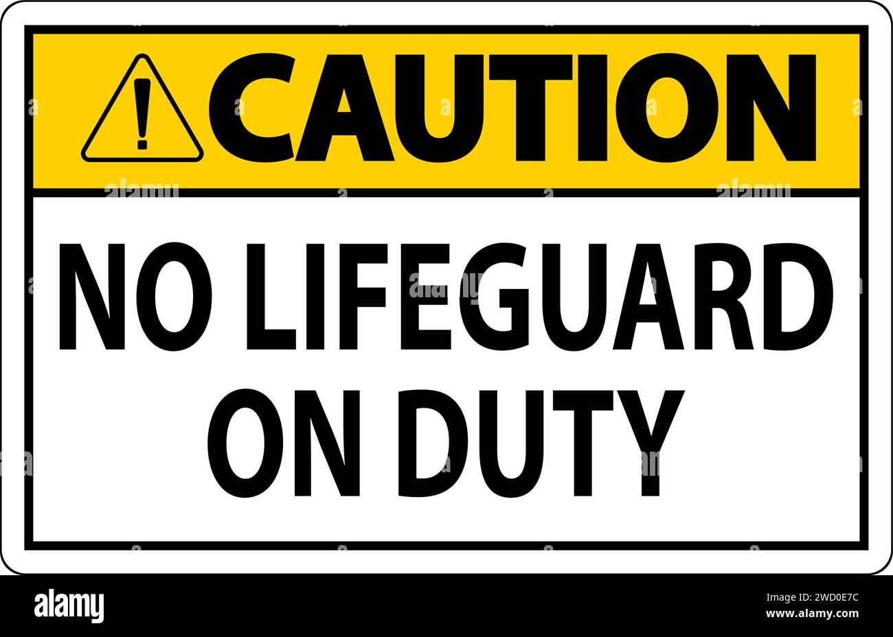 Pool Caution Sign No Lifeguard On Duty Stock Vector Image & Art - Alamy