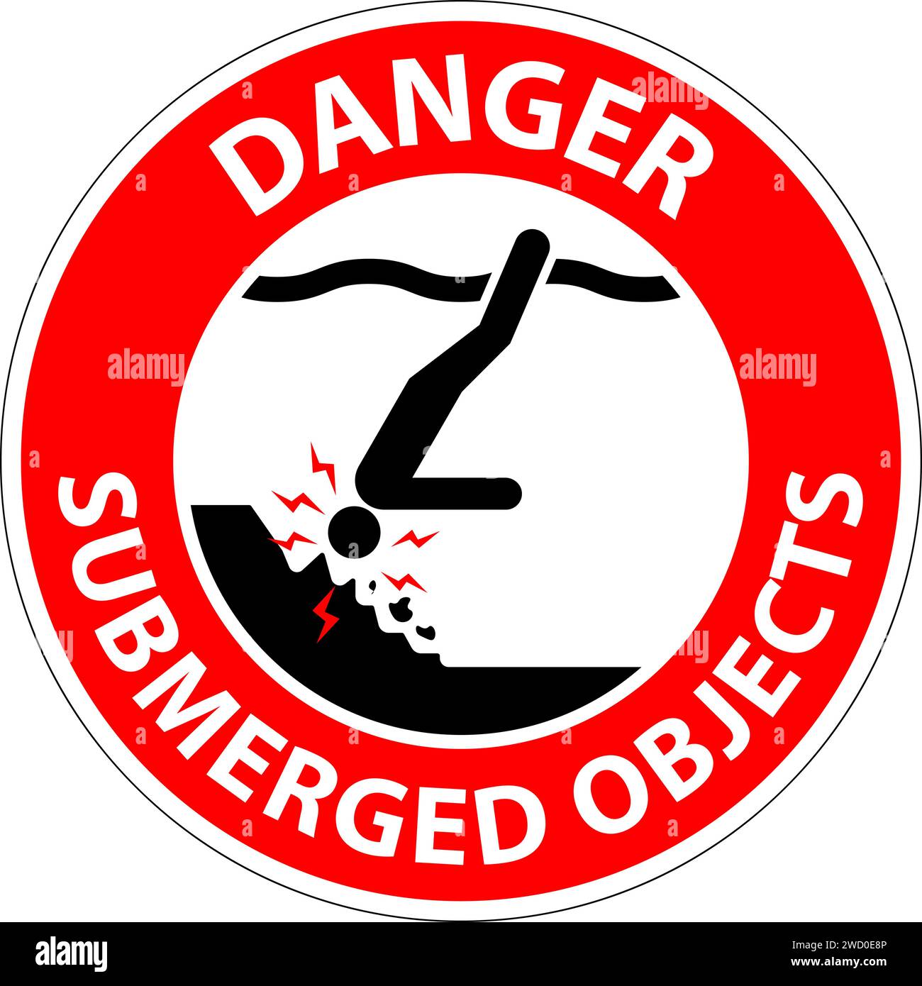 Water Safety Sign Danger - Submerged Objects Stock Vector Image & Art ...