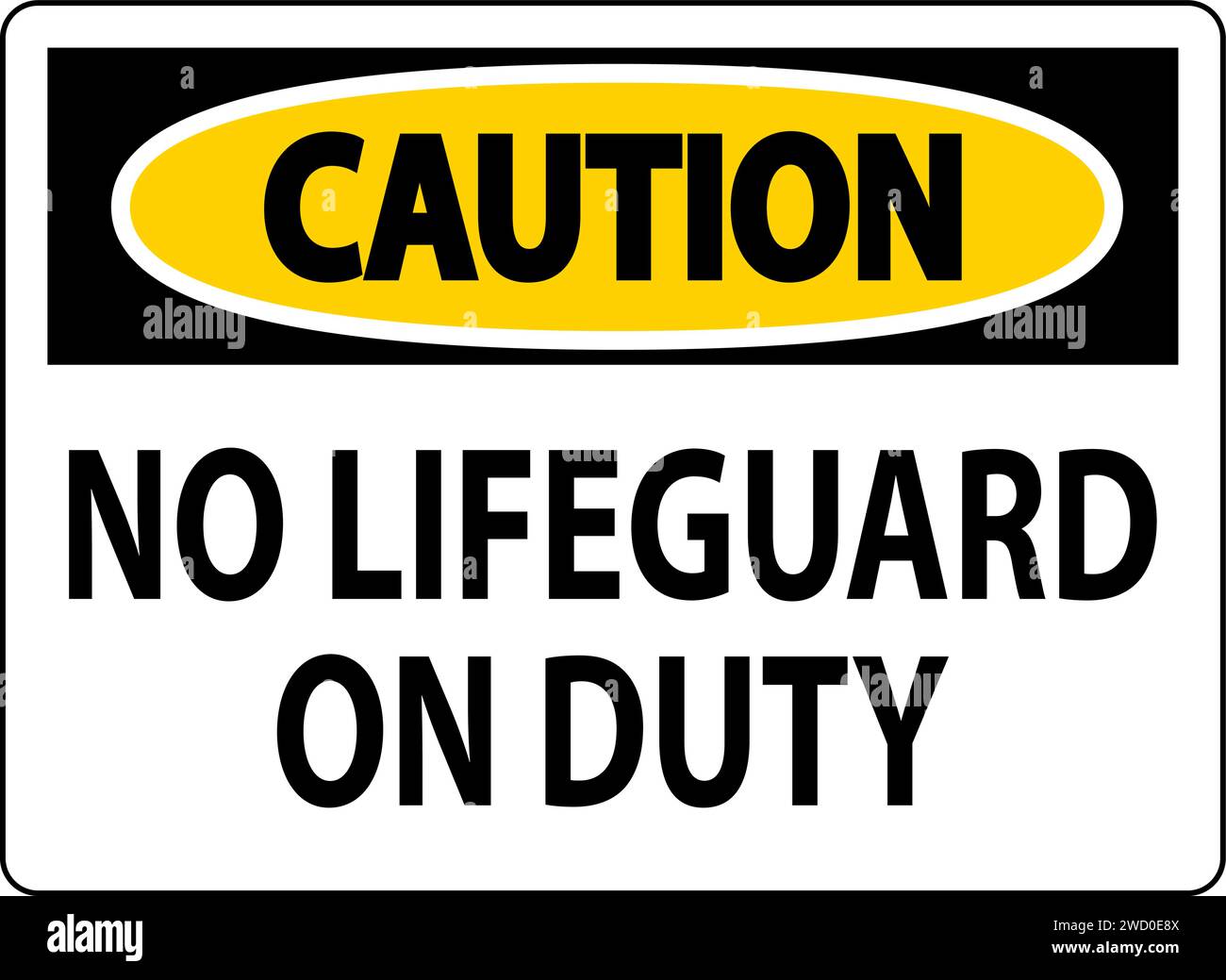 Pool Caution Sign No Lifeguard On Duty Stock Vector Image & Art - Alamy