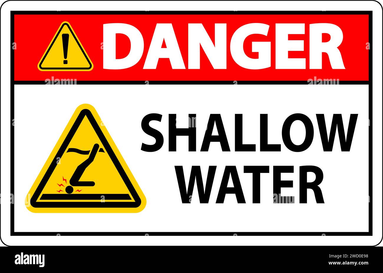 Water Safety Sign Danger - Shallow Water Stock Vector Image & Art - Alamy