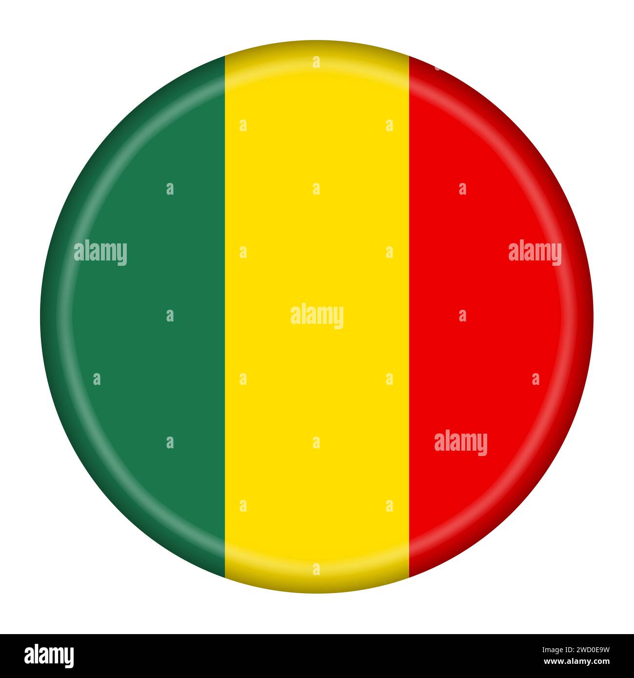 Mali flag button 3d illustration with clipping path Stock Photo - Alamy