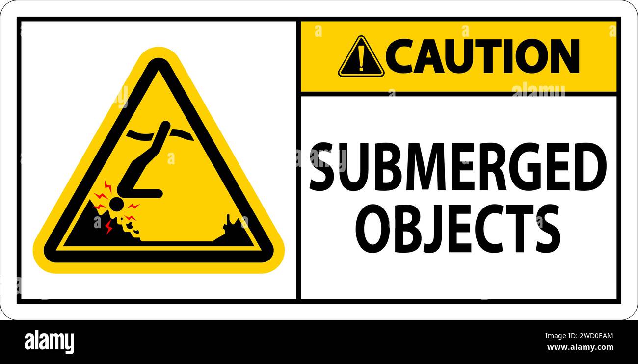 Water Safety Sign Caution - Submerged Objects Stock Vector Image & Art ...