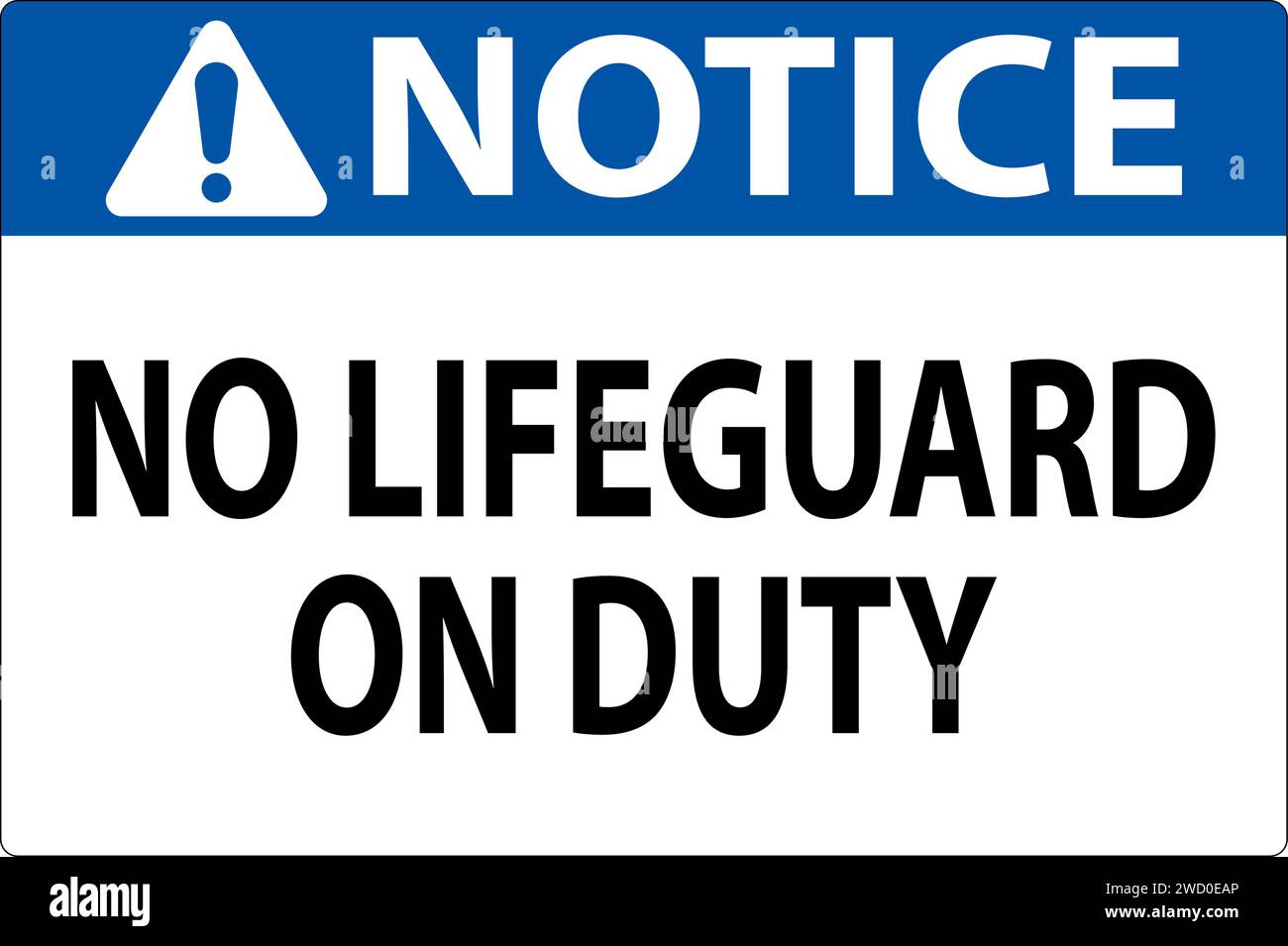 Pool Notice Sign No Lifeguard On Duty Stock Vector Image & Art - Alamy