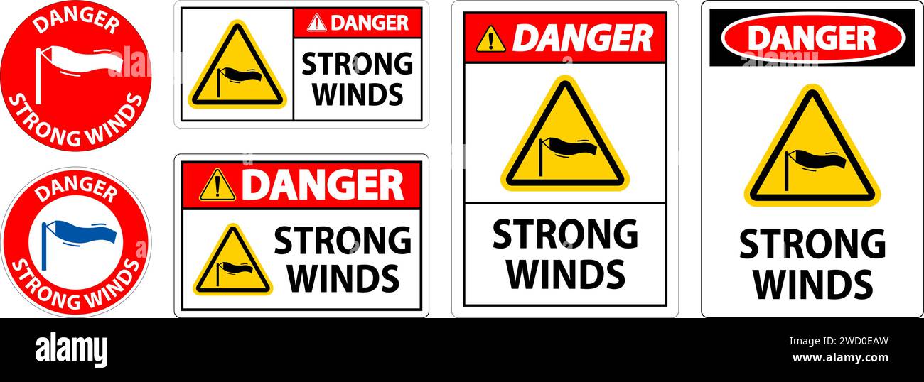 Water Safety Sign Danger - Strong Winds Stock Vector Image & Art - Alamy