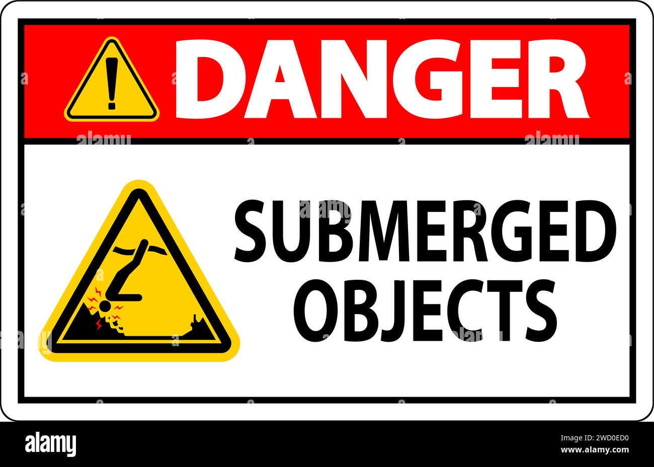 Water Safety Sign Danger - Submerged Objects Stock Vector Image & Art ...