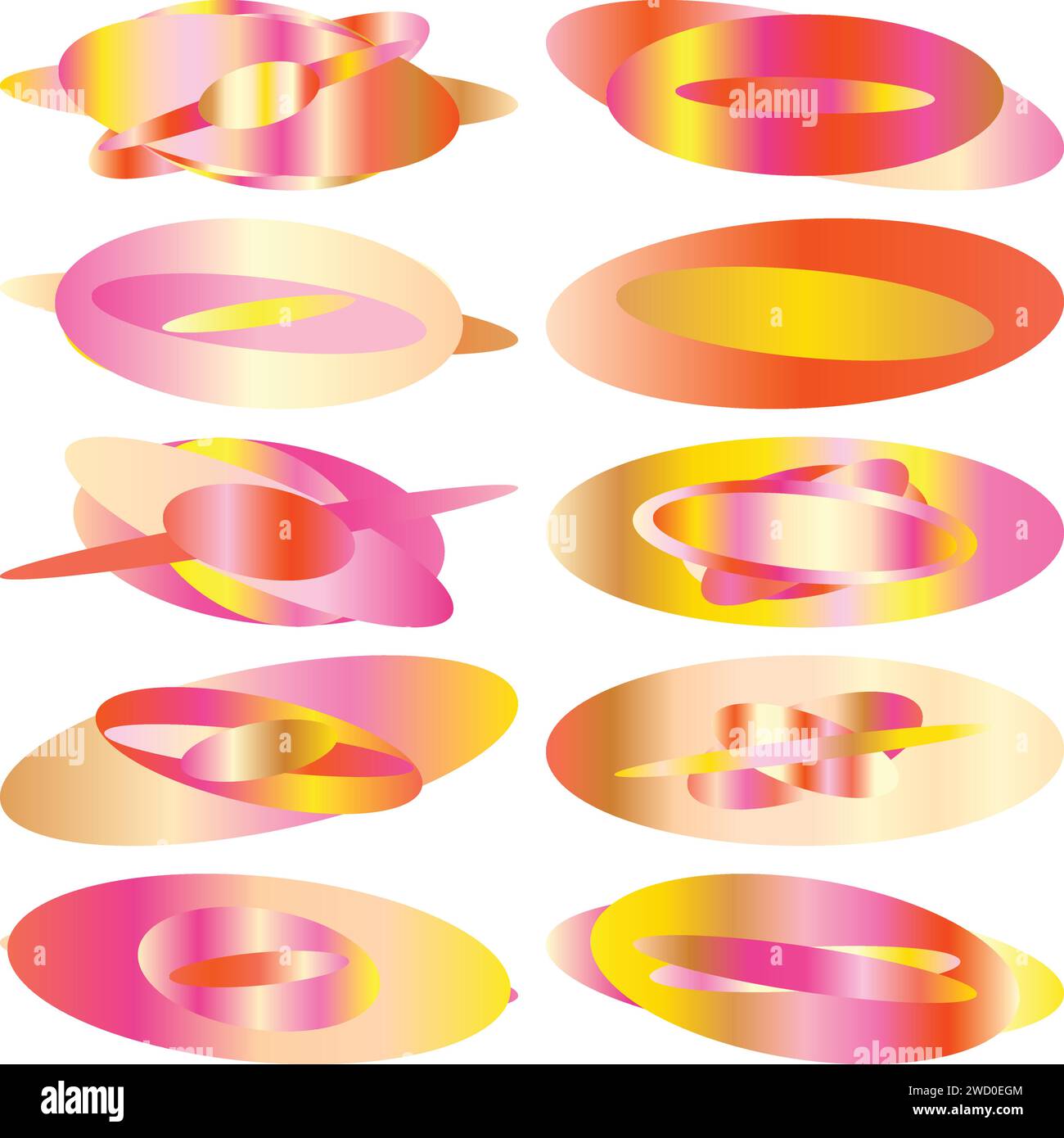 An abstract cut out transparent iridescent oval gradient shape ...