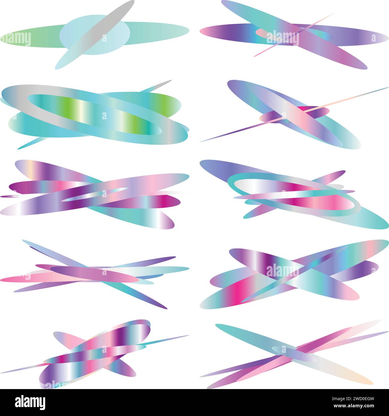 An abstract cut out transparent iridescent oval gradient shape ...