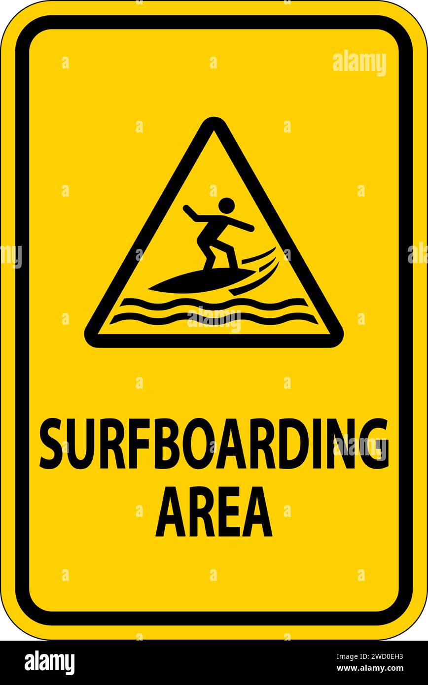 Water Safety Sign Warning - Surfboarding Area Stock Vector Image & Art ...