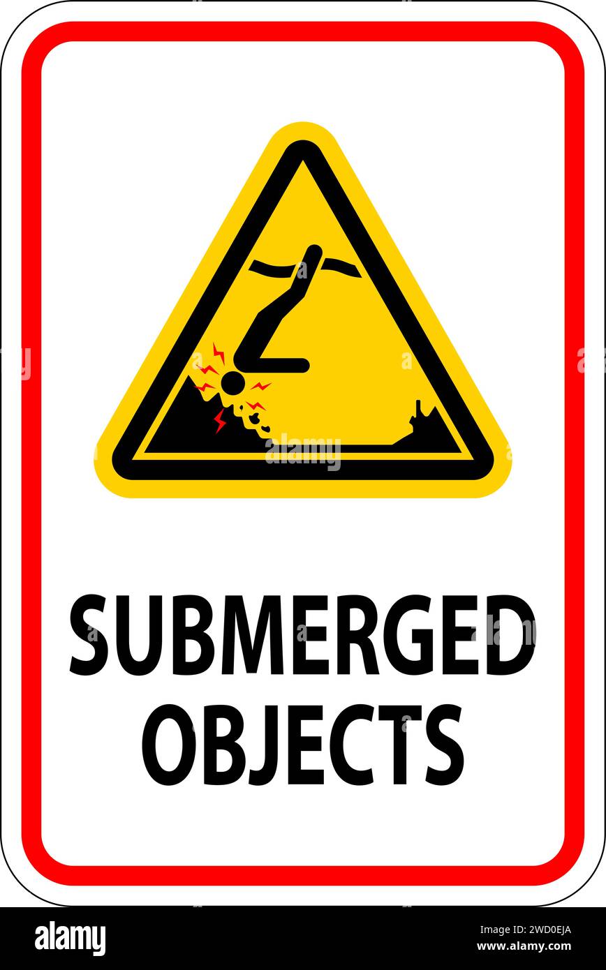 Water Safety Sign Warning - Submerged Objects Stock Vector Image & Art ...