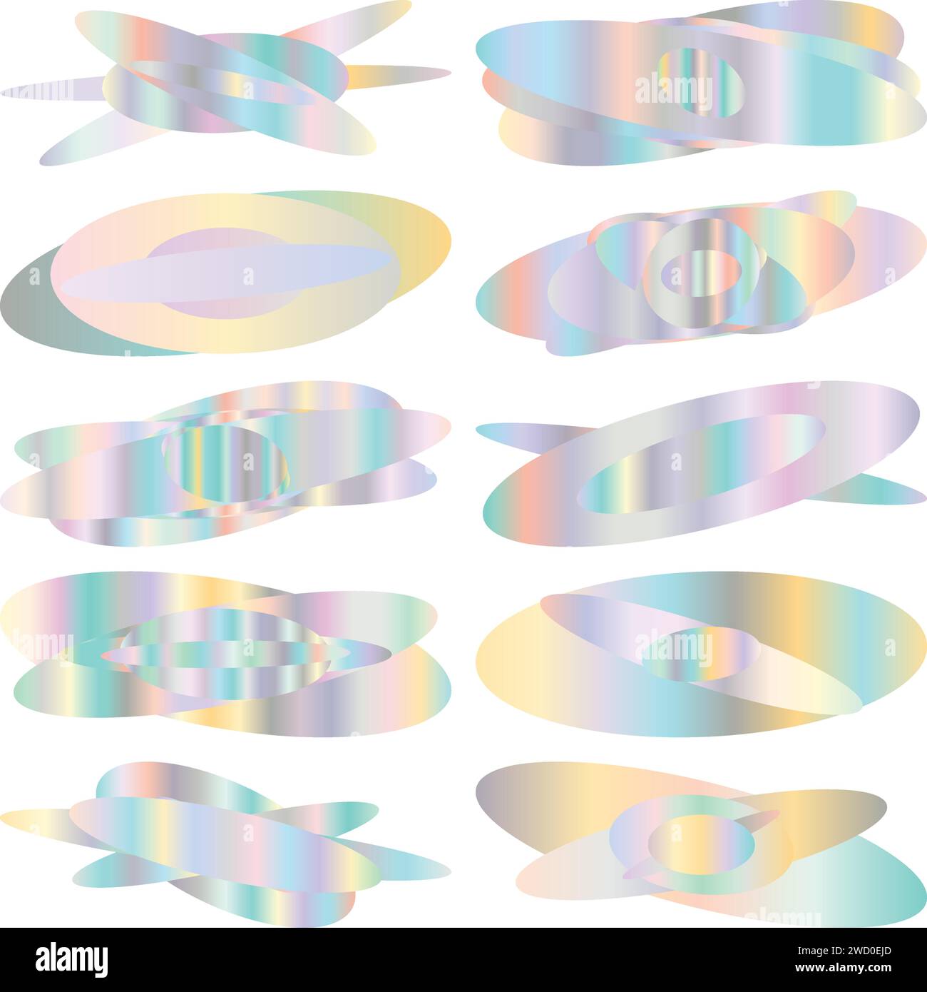 An abstract cut out transparent iridescent oval gradient shape ...