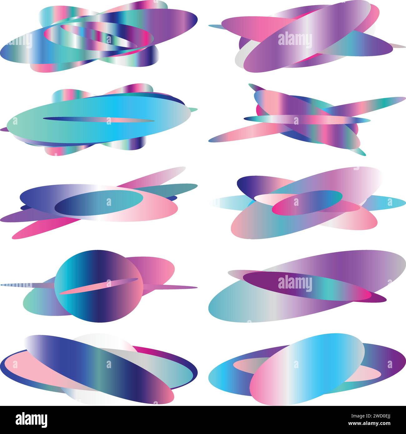 An abstract cut out transparent iridescent oval gradient shape ...