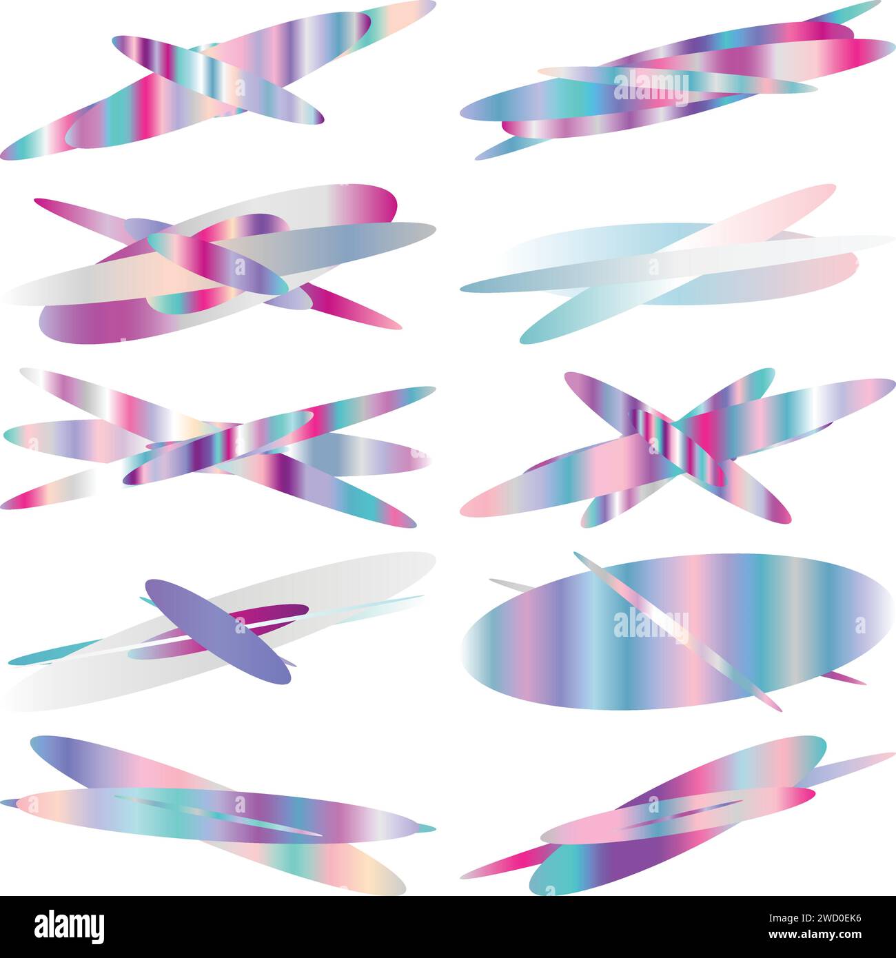 An abstract cut out transparent iridescent oval gradient shape ...