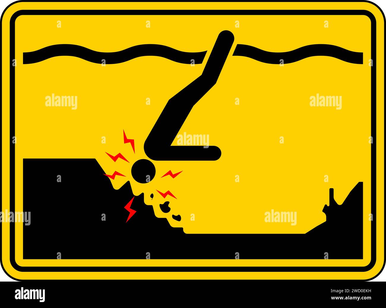 Water Safety Sign Warning - Submerged Objects Stock Vector Image & Art ...