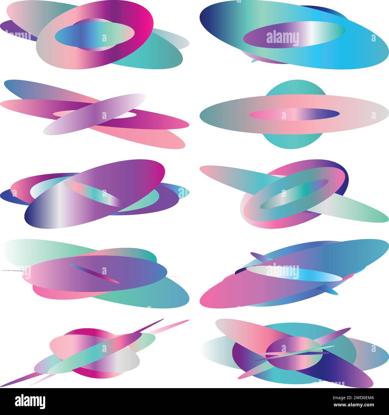 An abstract cut out transparent iridescent oval gradient shape ...