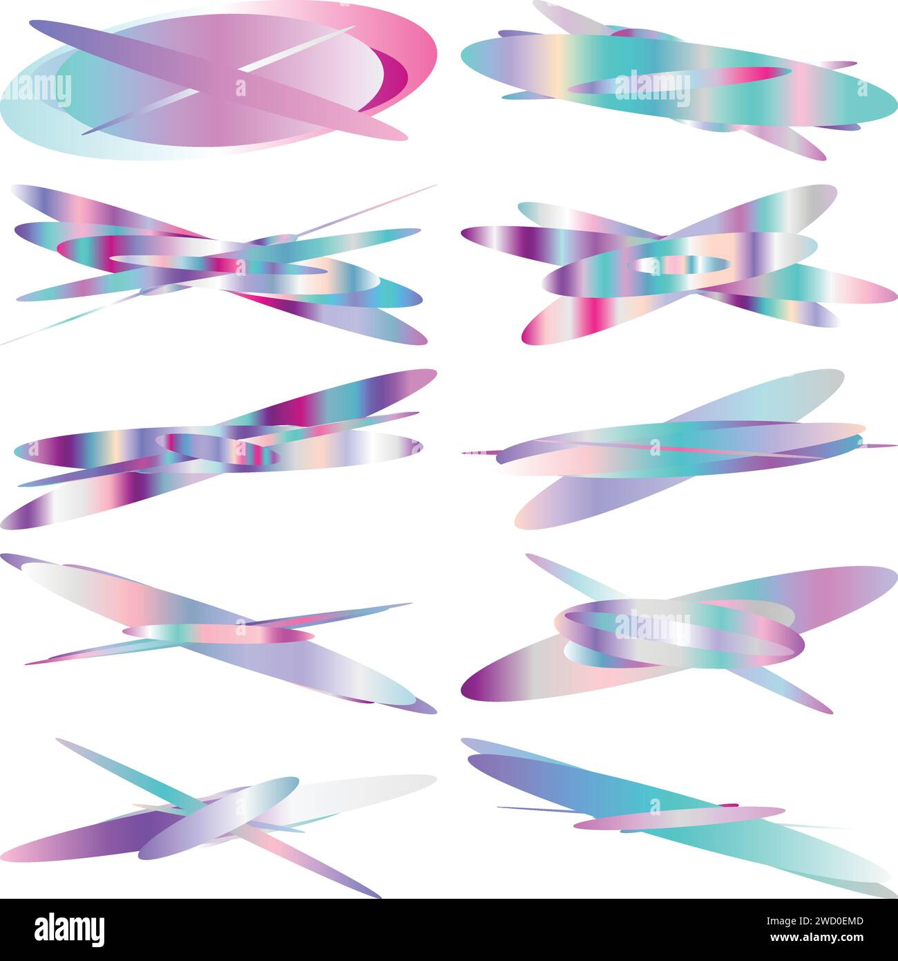 An abstract cut out transparent iridescent oval gradient shape ...