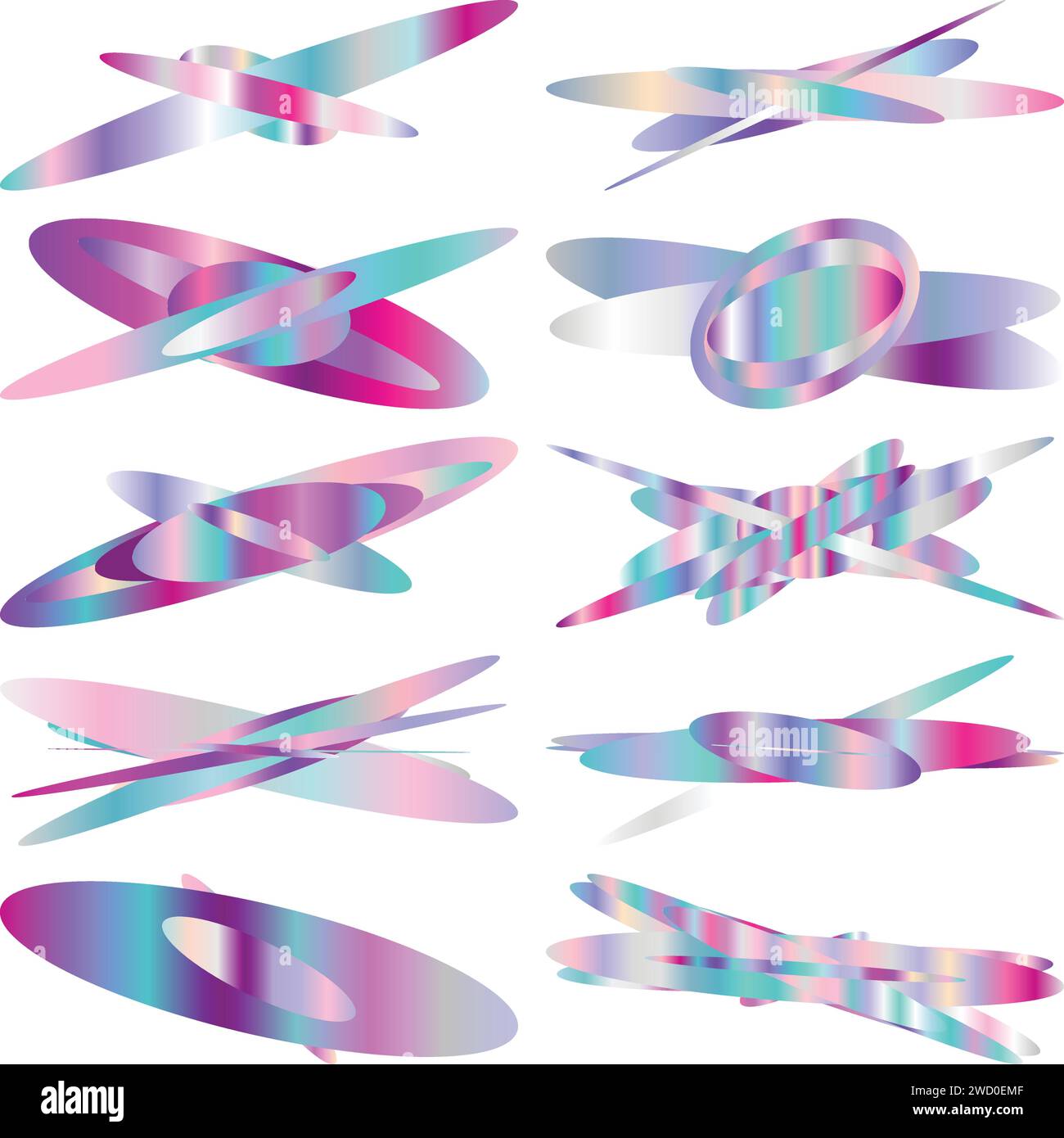 An abstract cut out transparent iridescent oval gradient shape ...