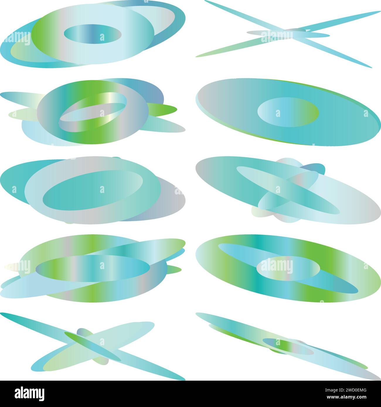 An abstract cut out transparent iridescent oval gradient shape ...