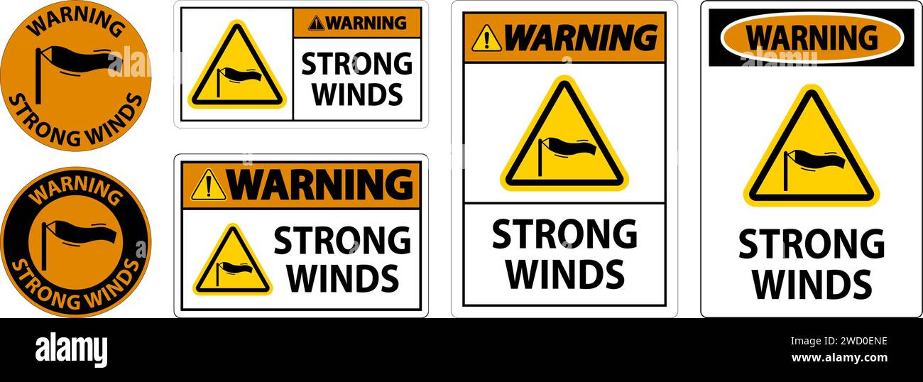 Water Safety Sign Warning - Strong Winds Stock Vector Image & Art - Alamy